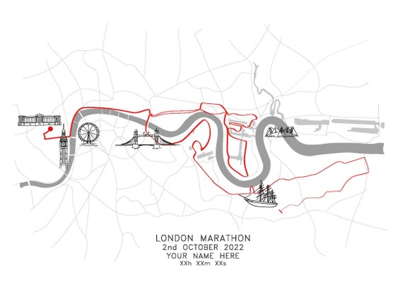 Personalised London Marathon Route Map Includes Route - Etsy