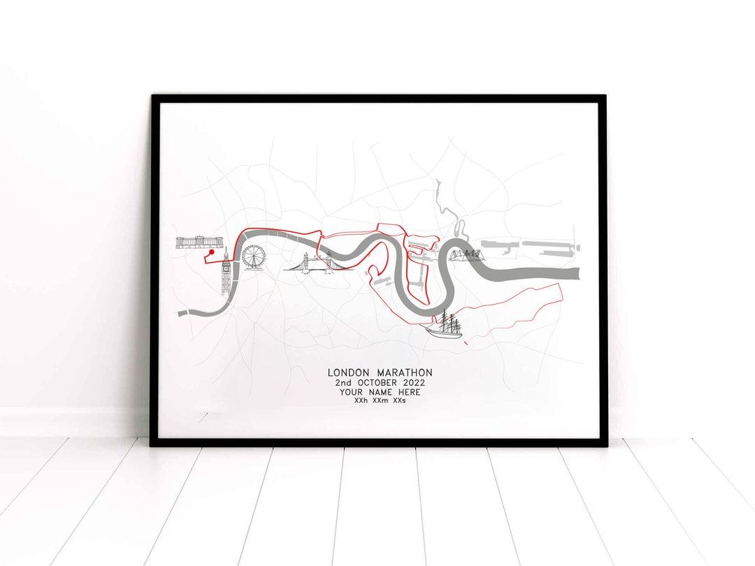 Personalised London Marathon Route Map Includes Route, Landmarks, Name ...