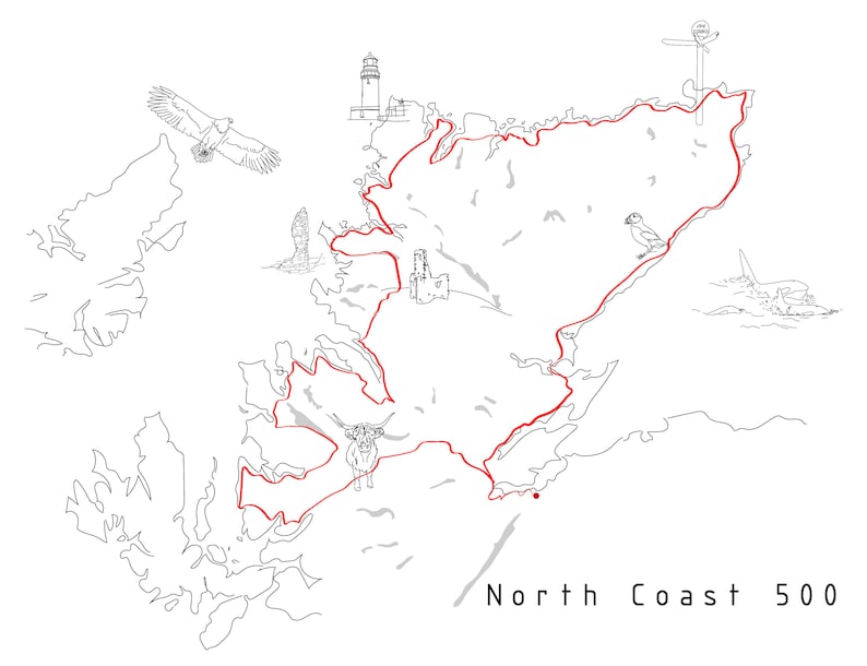 North Coast 500 NC500 Route Map - Print With NC500 Highlights - Etsy UK