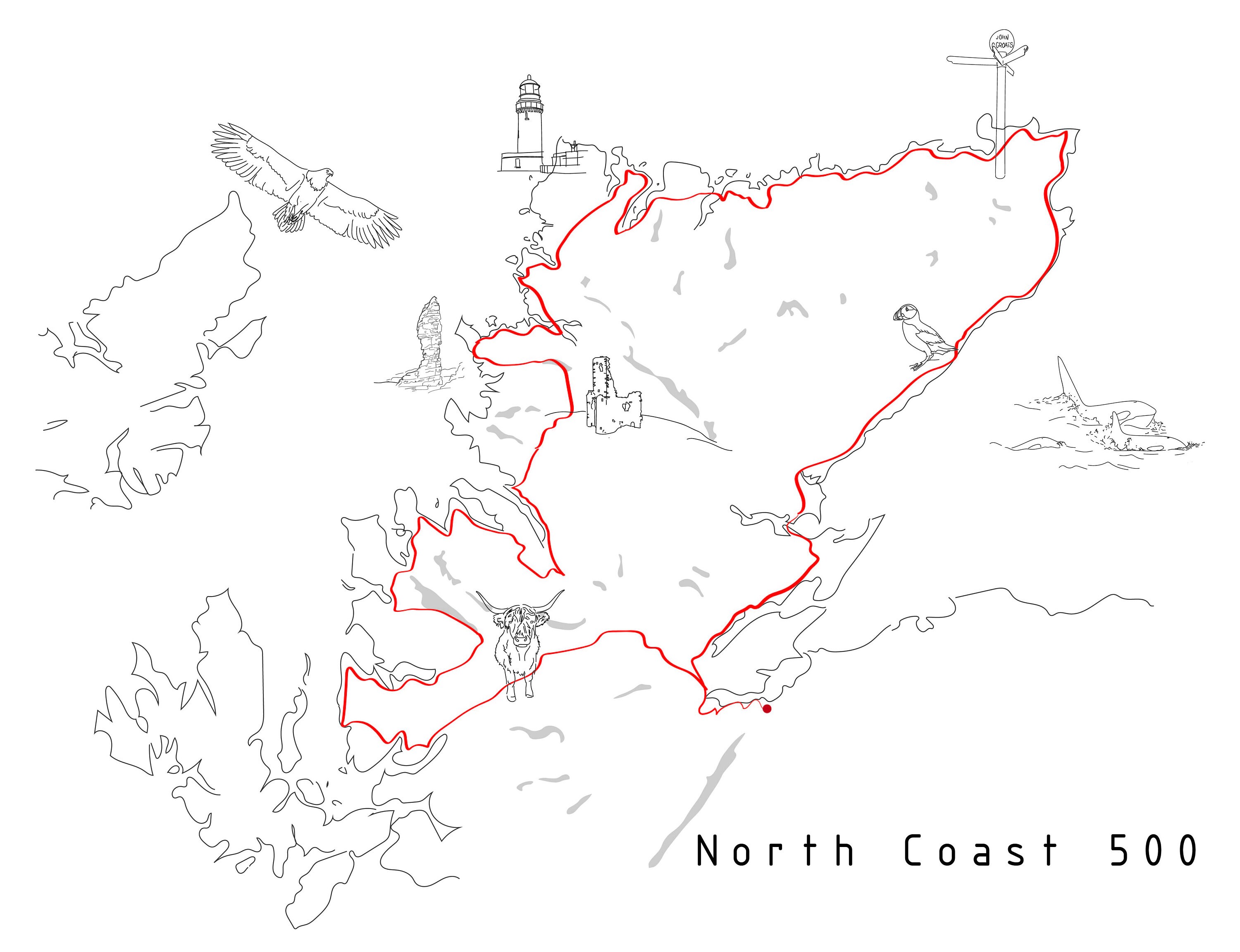 North Coast 500 NC500 Route Map - Print With NC500 Highlights - Etsy UK