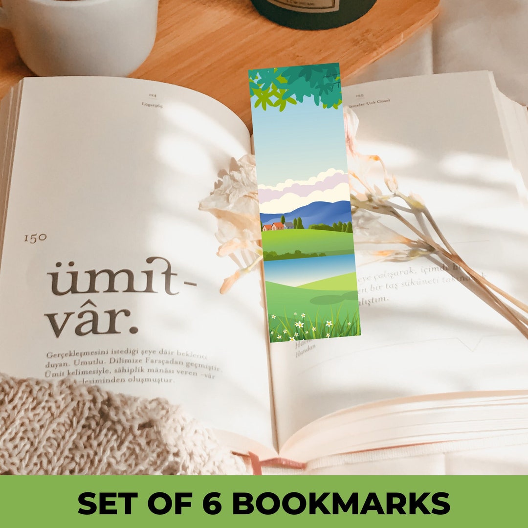 Printable Bookmark Set, Abstract Landscape Bookmark, Mountains Bookmark ...