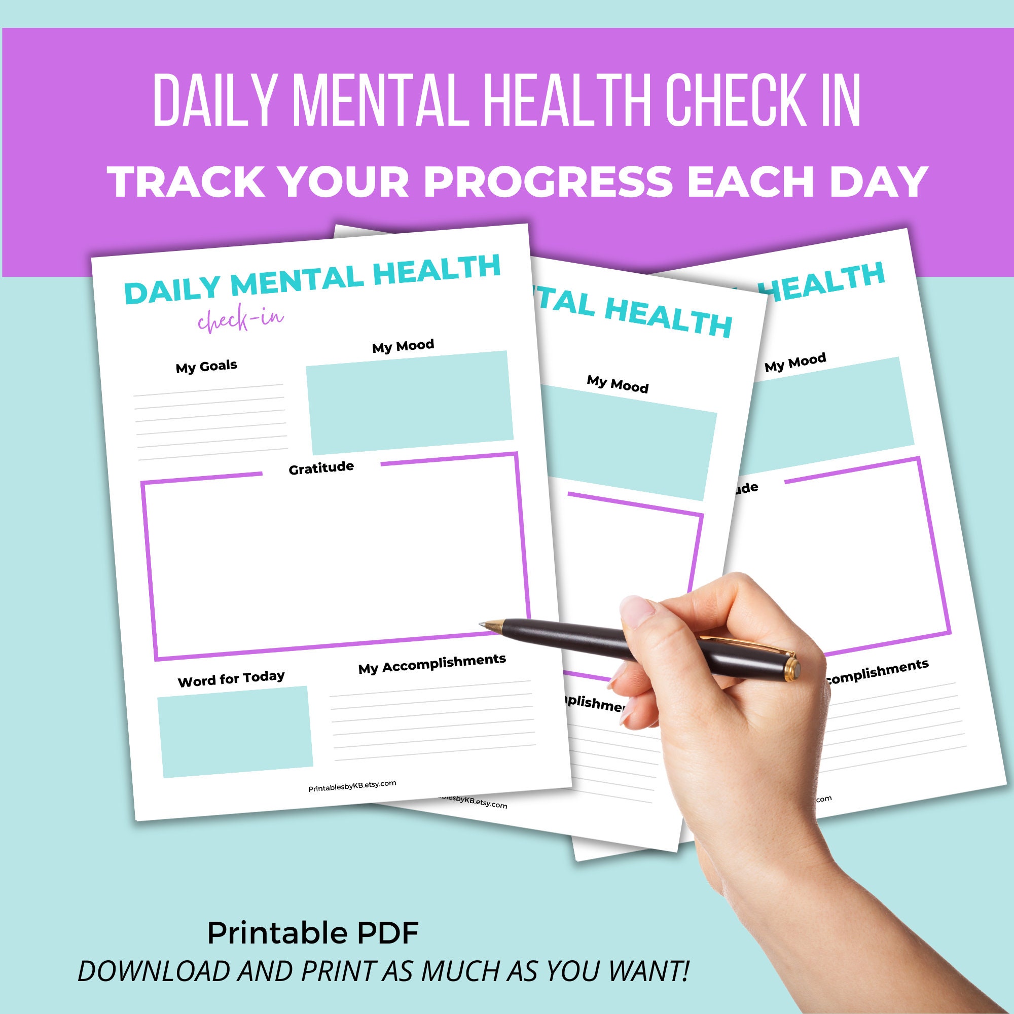 Mental Health Check In, Mental Health List, Self Care Tracker, Daily ...