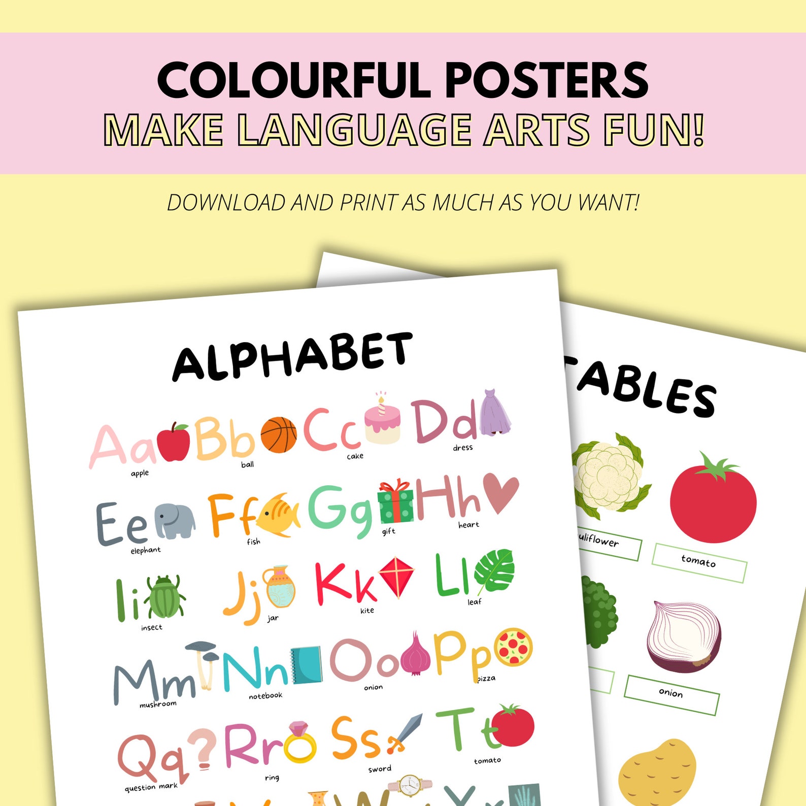 Language Arts Posters, Alphabet Poster Printable, ABC Poster for ...