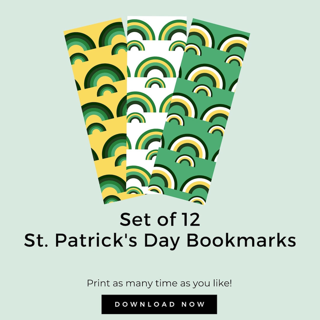12 St Patrick's Day Bookmarks, Printable Bookmarks for Kids, Digital ...