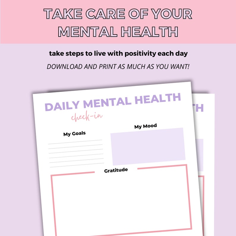 Self Care Tracker, Gratitude Sheet, Mental Health Check In, Daily Check ...