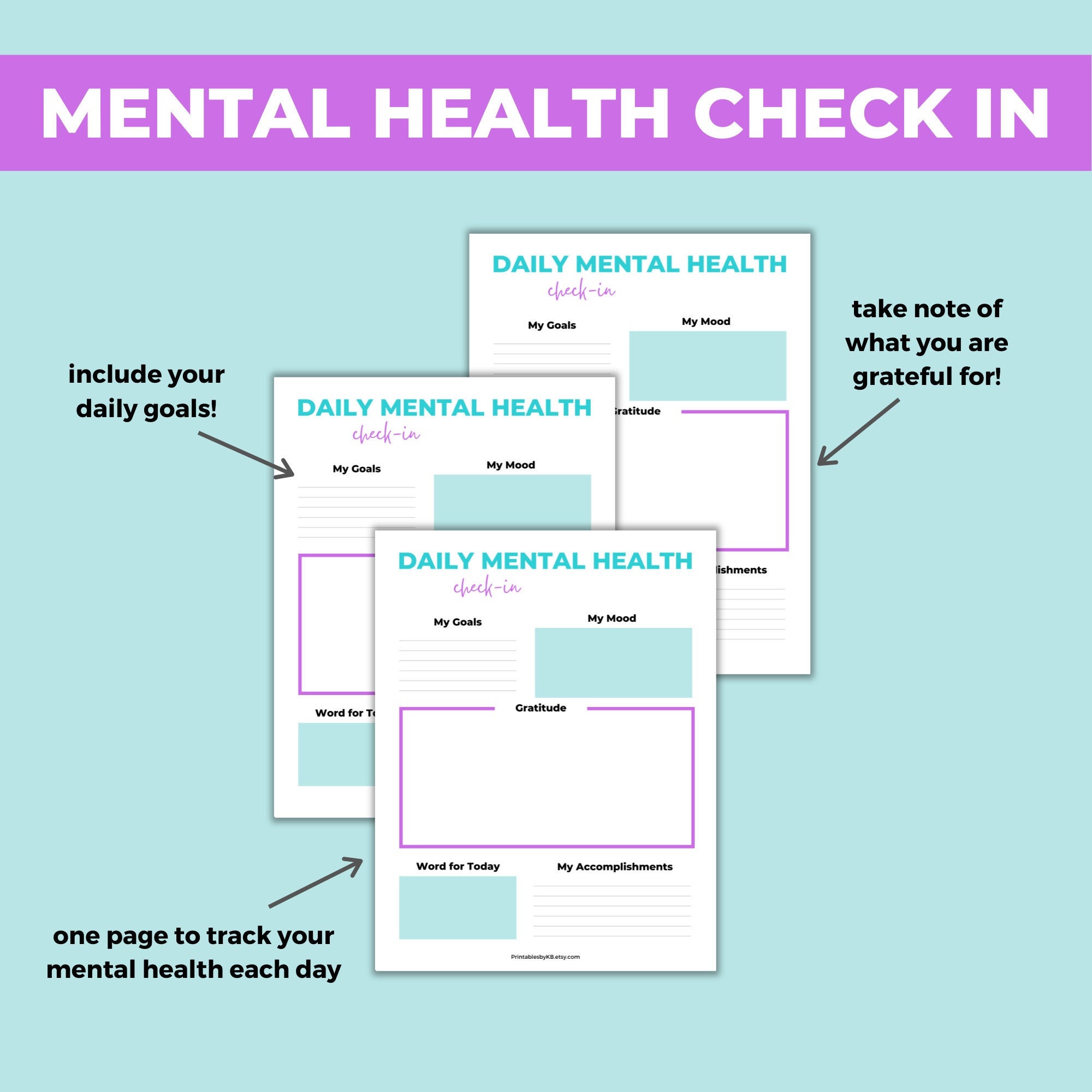 Mental Health Check In, Mental Health List, Self Care Tracker, Daily ...