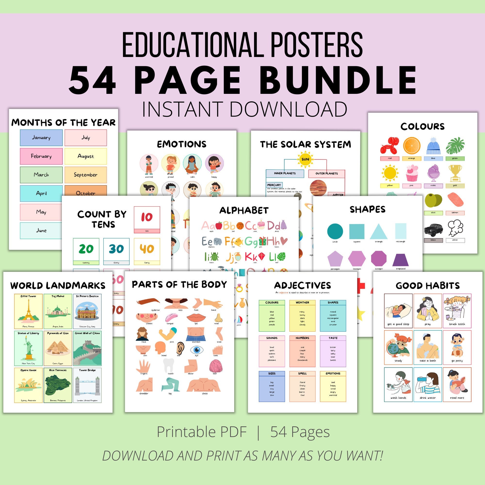 Classroom Decor Elementary Bundle, Alphabet Poster Classroom Printable ...