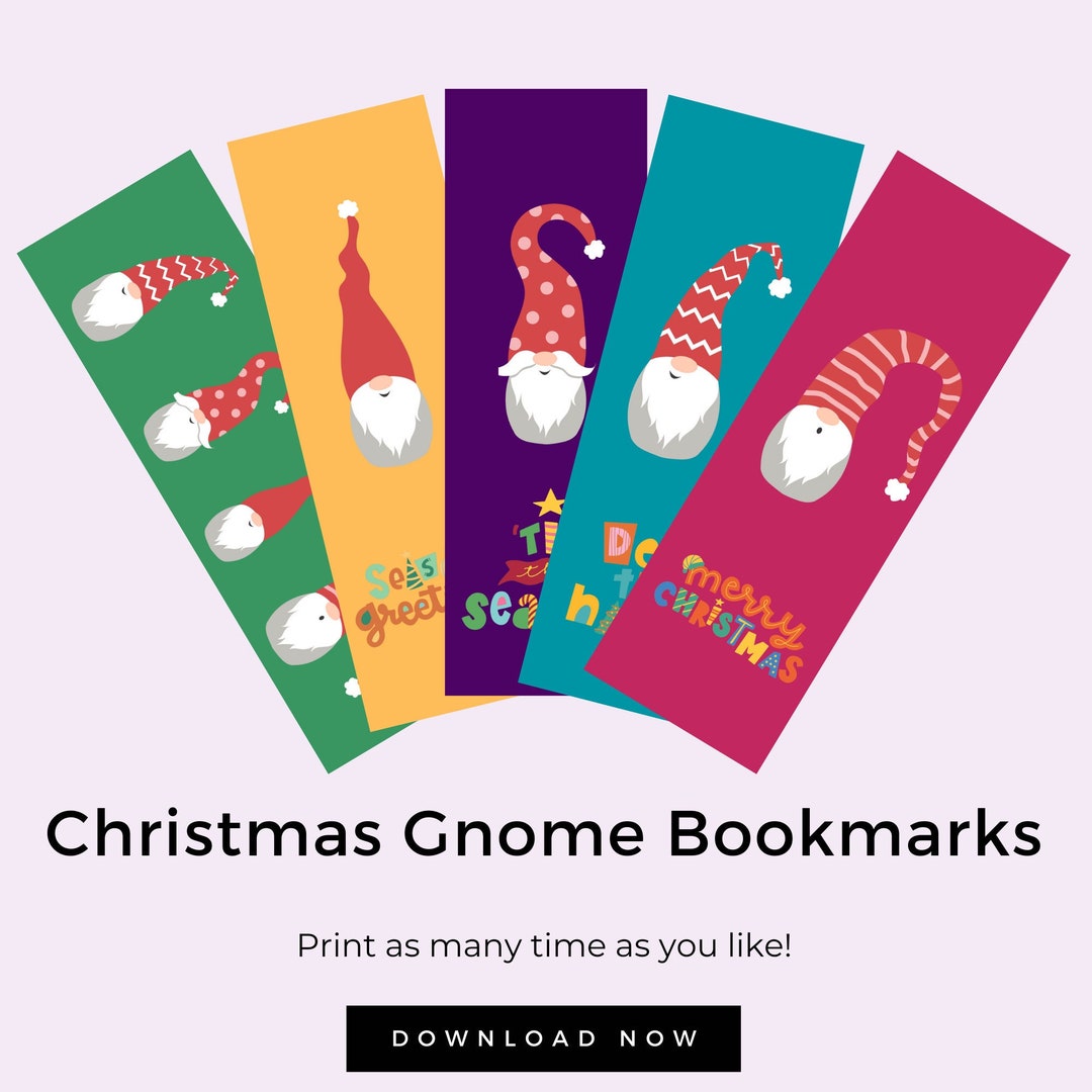 Christmas Bookmark Printable, Gnome Bookmarks, Holiday Bookmarks ...