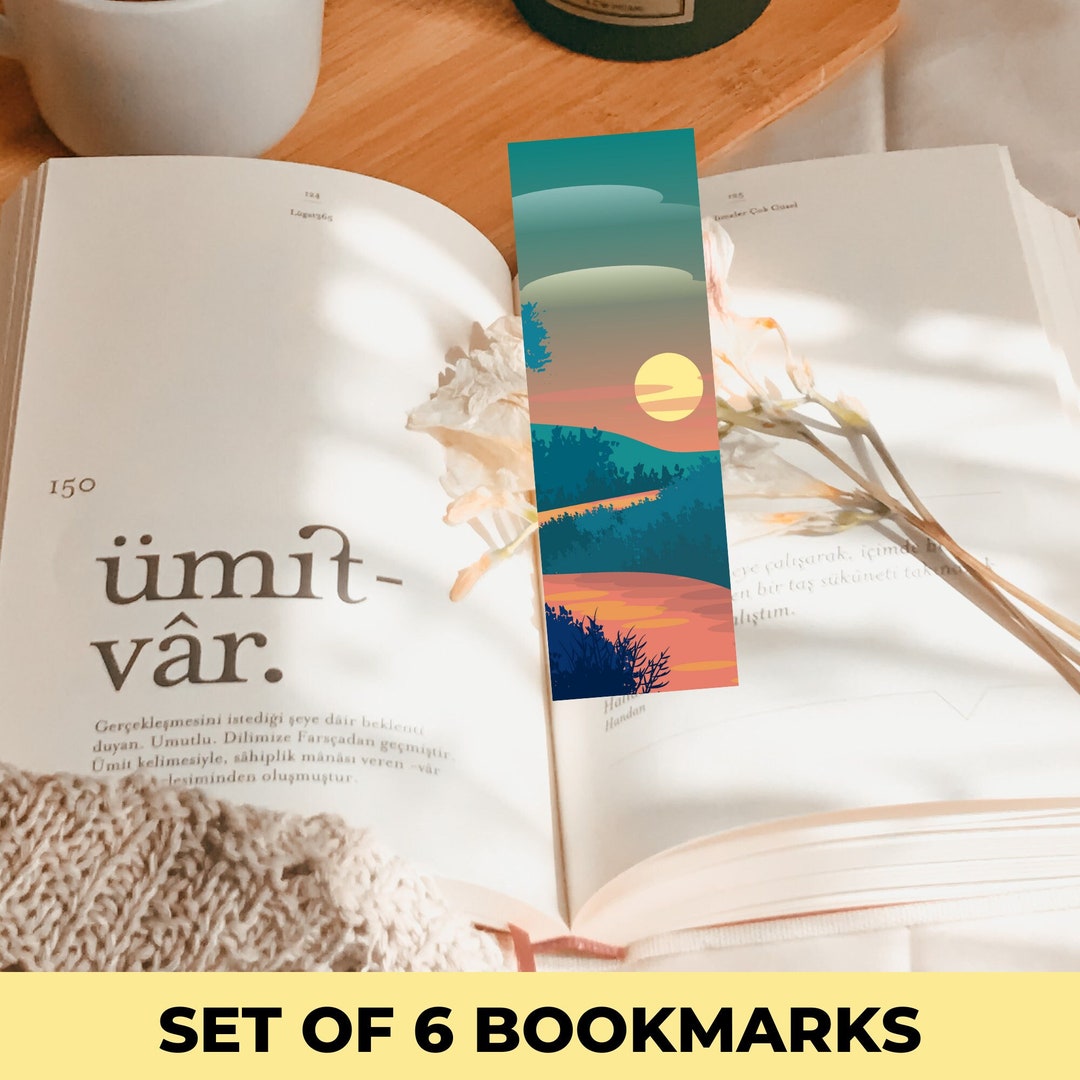 Bookmarks Printable, Sunset Bookmark, Gift for Reader Printable ...