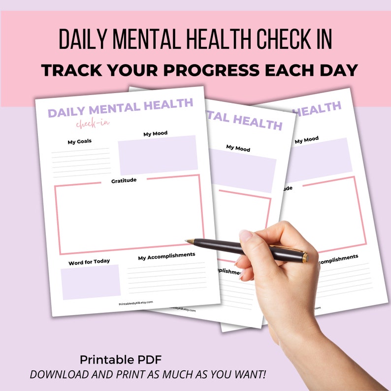 Self Care Tracker, Gratitude Sheet, Mental Health Check In, Daily Check ...