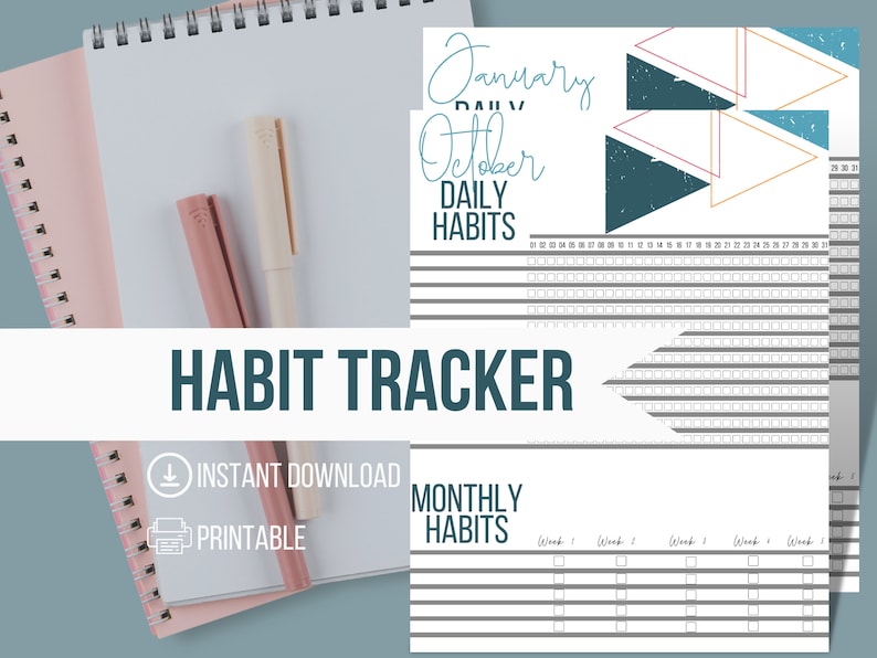Habit Tracker, Printable Habit Tracker, Habit Tracker Journal, Daily ...