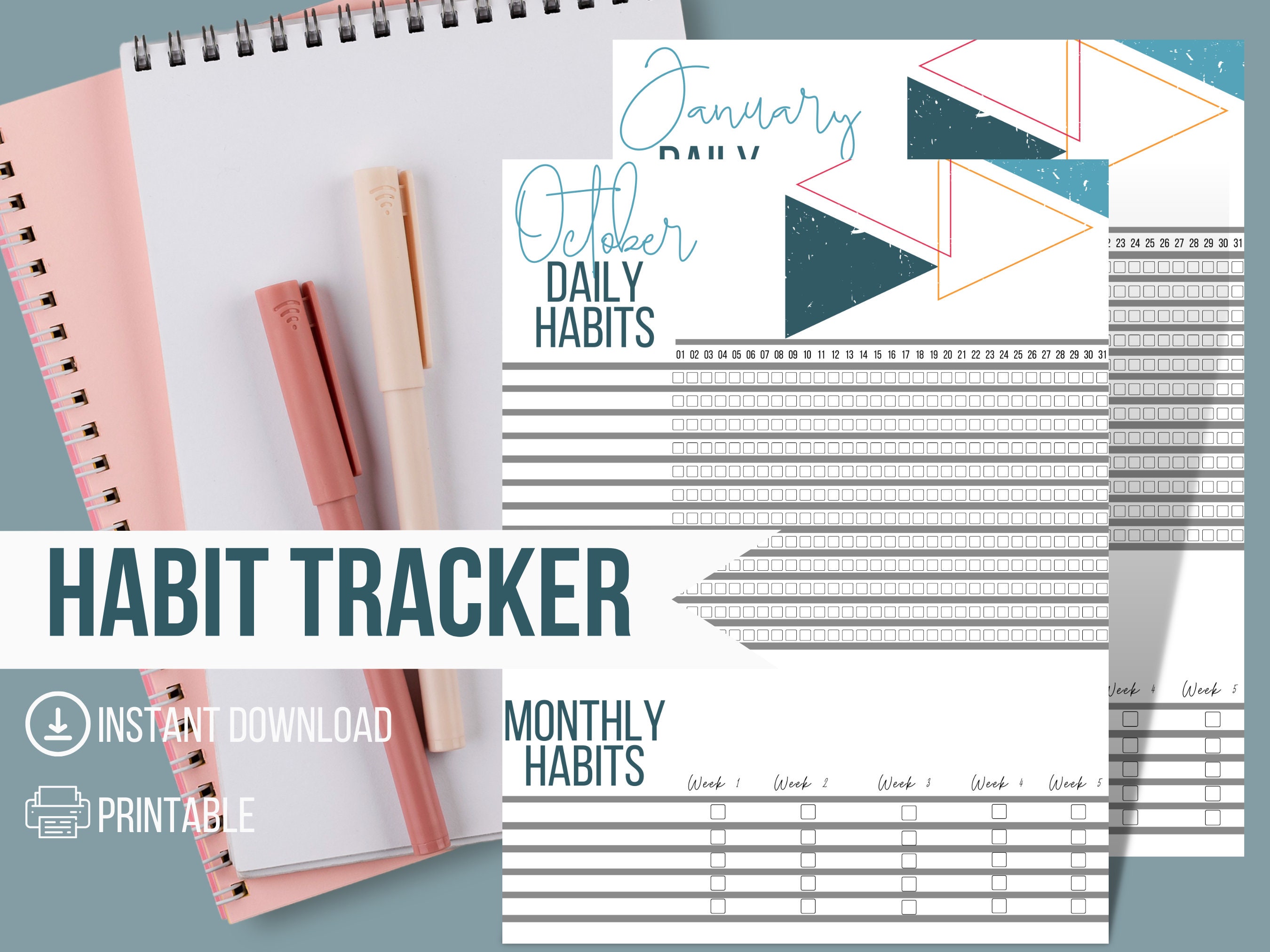 Habit Tracker Journal Printable Digital Download Goal - Etsy