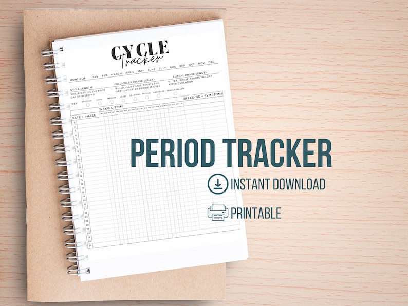 Period Tracker, Printable Period Tracker, Period Journal, Symptom ...