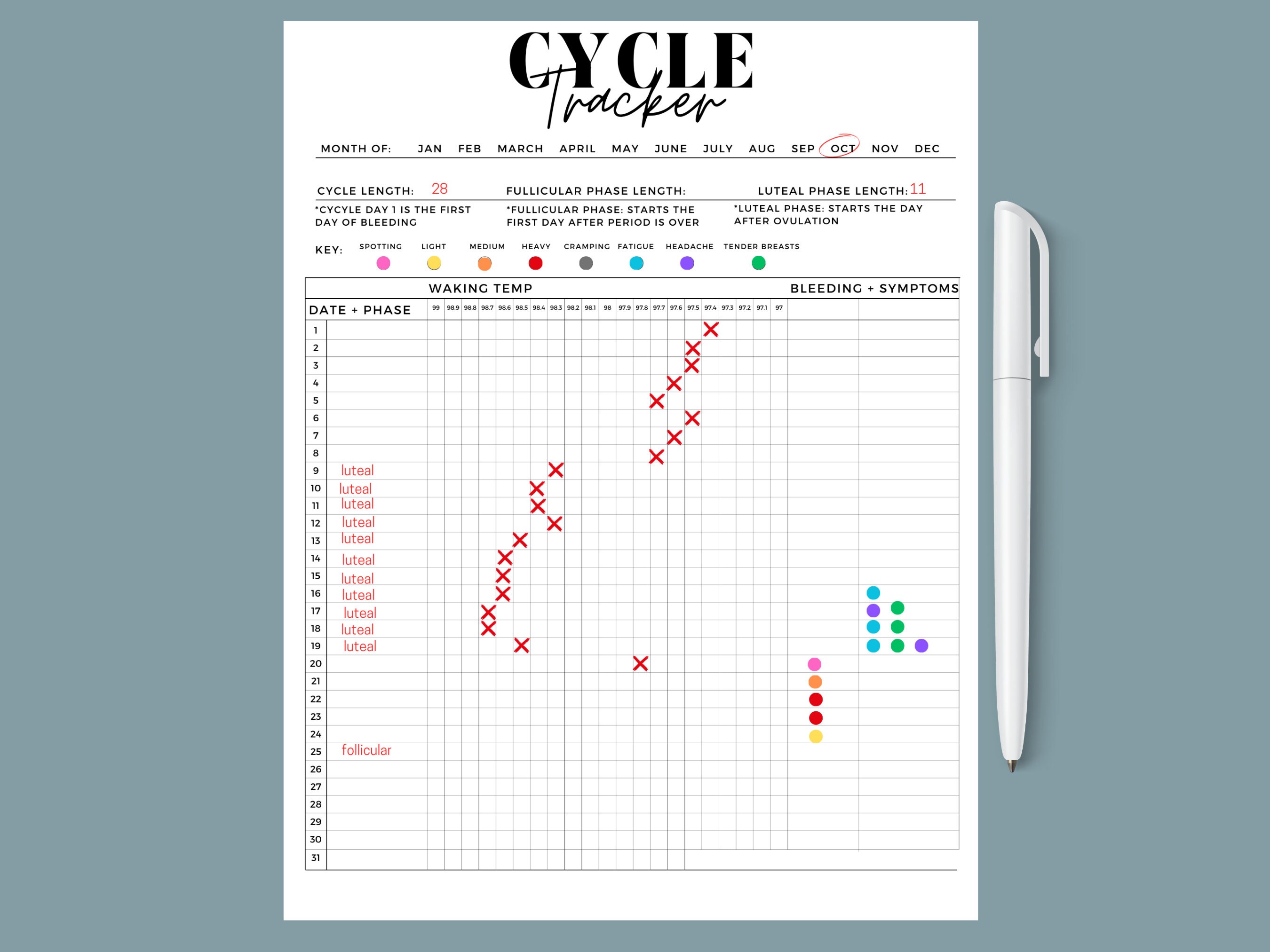 Period Tracker, Printable Period Tracker, Period Journal, Symptom ...