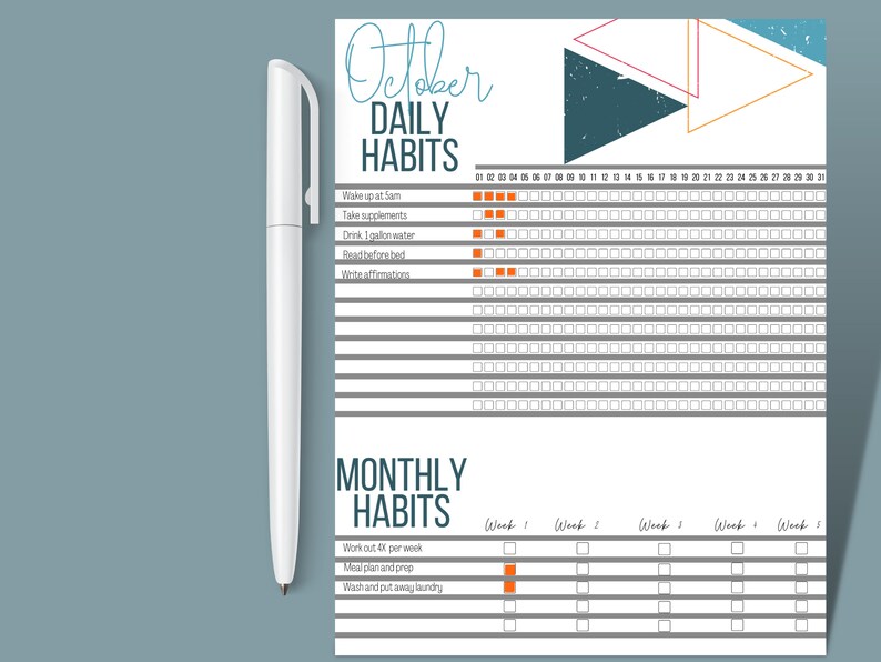 Habit Tracker, Printable Habit Tracker, Habit Tracker Journal, Daily ...