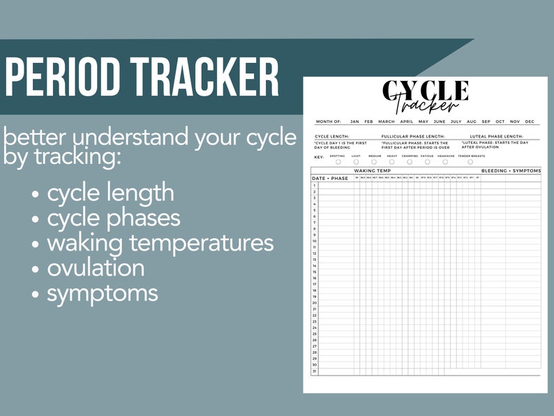 Period Tracker, Printable Period Tracker, Period Journal, Symptom ...