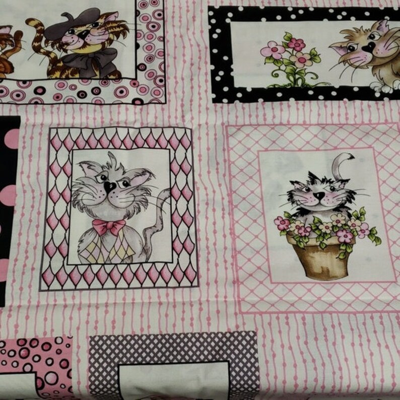 Fancy Cats Fabric by Loralie Harris Cute Cat Themed Fabric 1 - Etsy