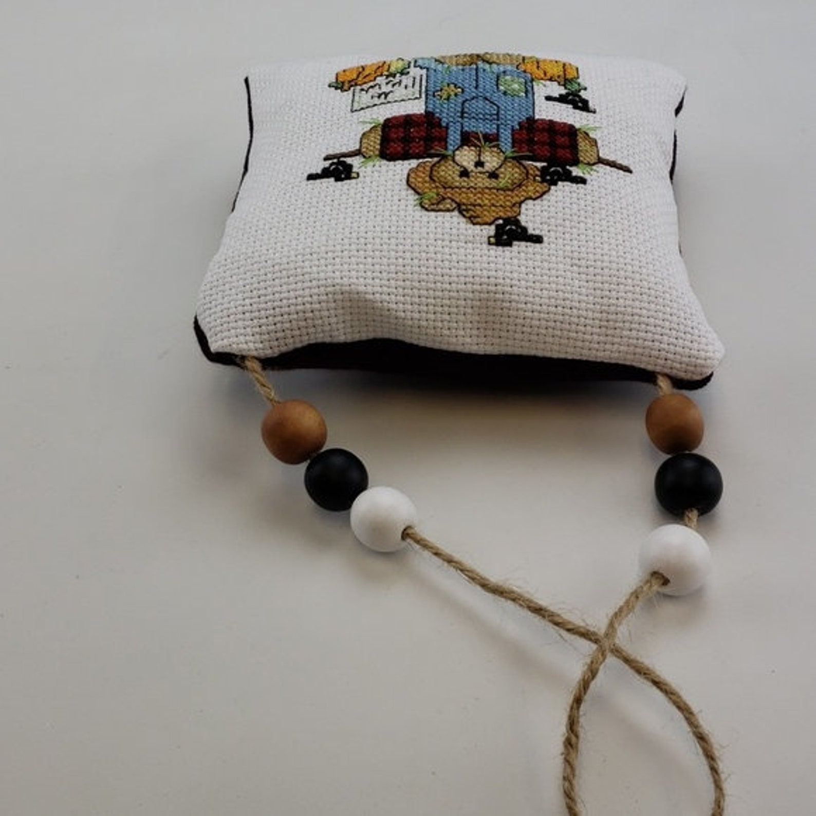 Cross Stitch Mini Pillow Door Knob Hanger Handmade 5 X 5 Inches - Etsy