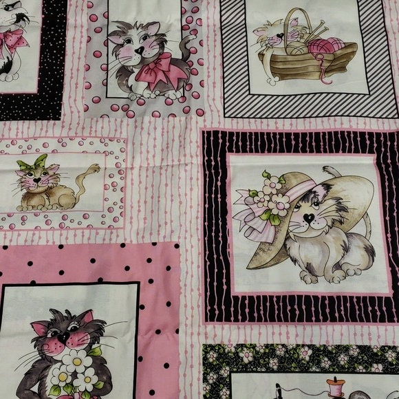 Fancy Cats Fabric by Loralie Harris Cute Cat Themed Fabric 1 - Etsy