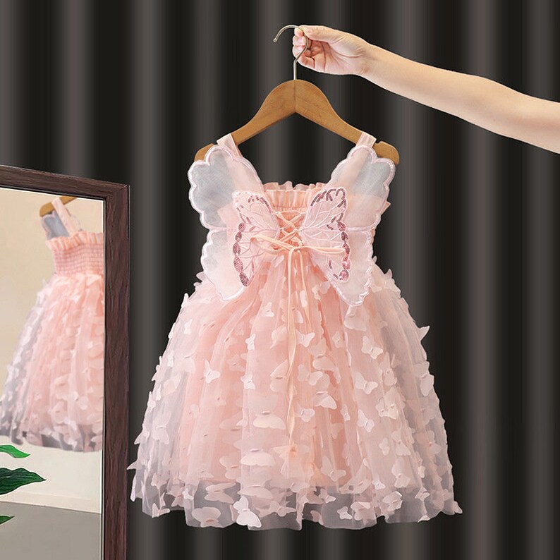 Butterfly Wings Girls Mesh Dress White Green Princess - Etsy