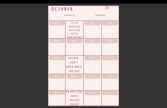 100 Days of Challenge Tracker - Etsy
