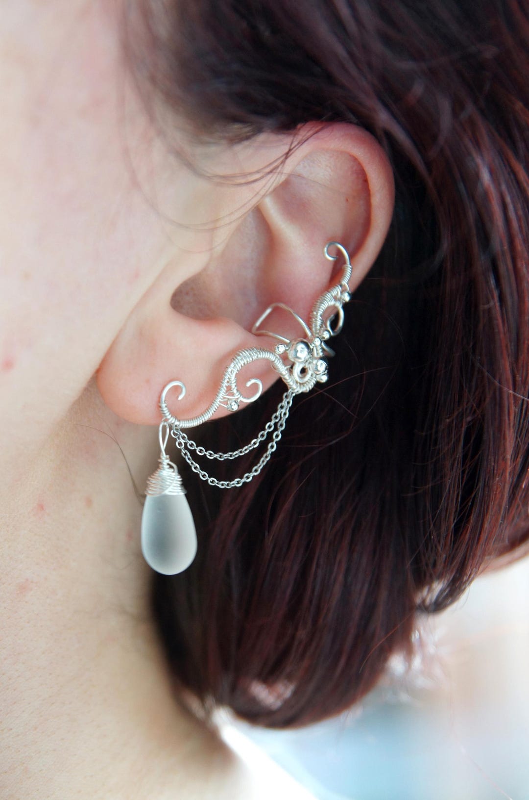 Elven Earcuff With Frosted Glass, Fantasy Decoration for Ear, No ...