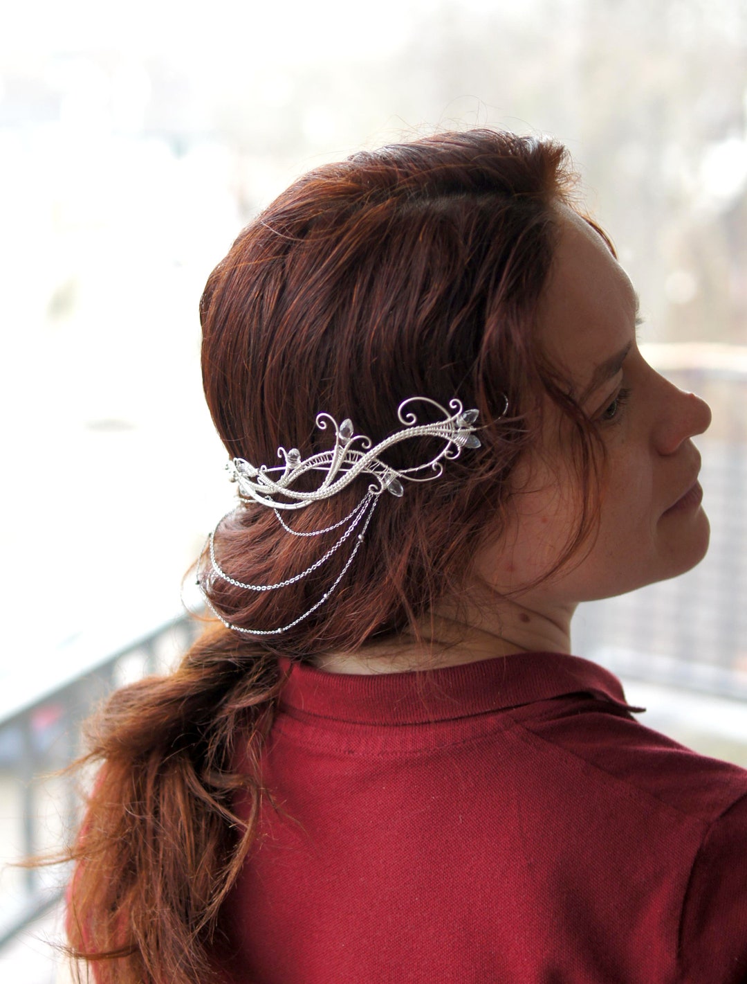 Elven Bridal Tiara With Chains and Hair Combs. Elf Princess Headpiece ...