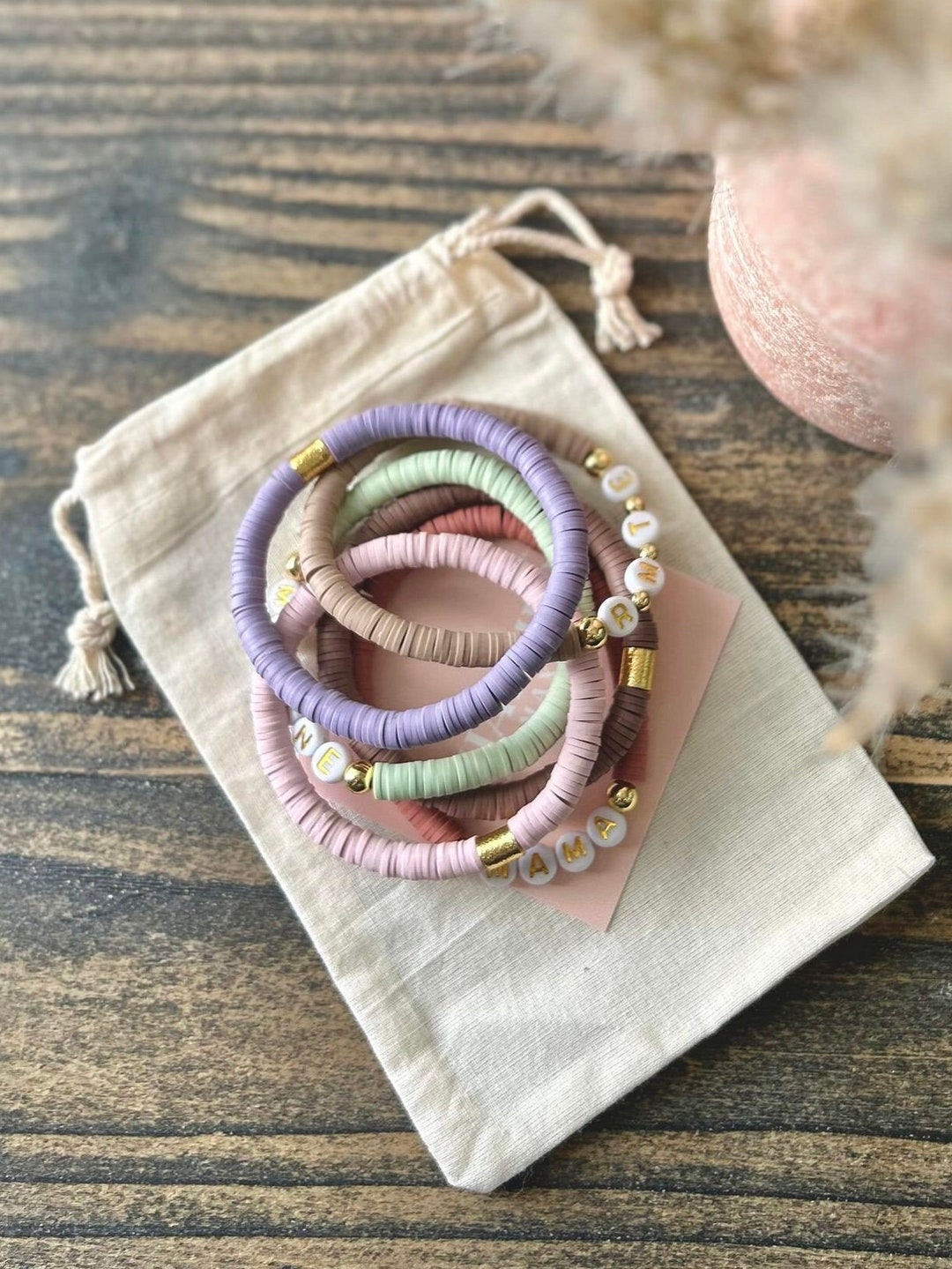 Custom Heishi Bracelet: Personalized Name Bracelet Stack - Etsy