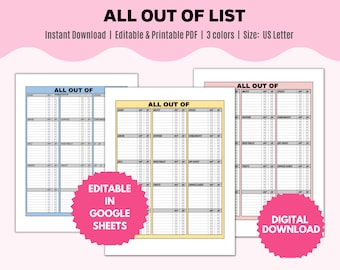 We Are Out List - Etsy