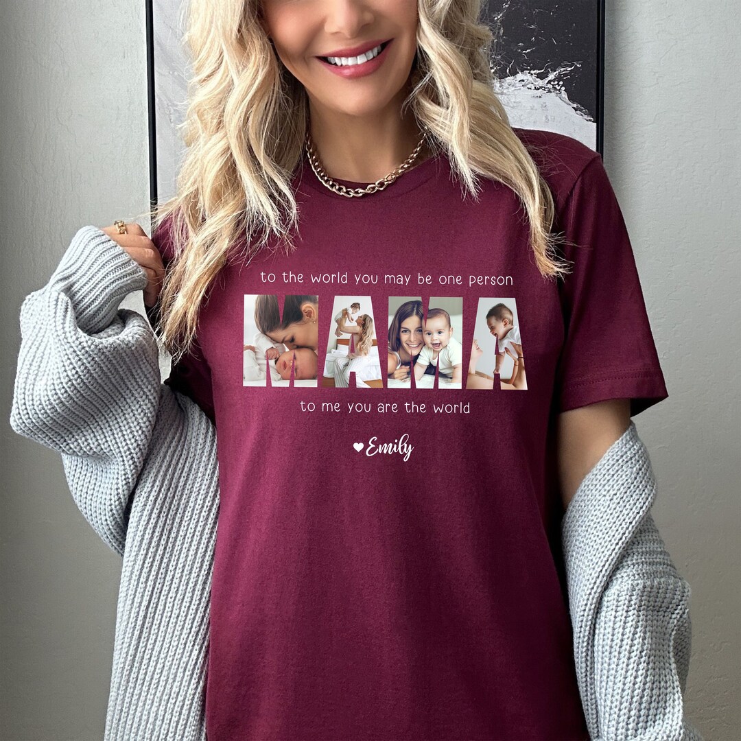 Personalized Mama Photo Collage T-shirt, Custom Mama Photo T Shirt ...