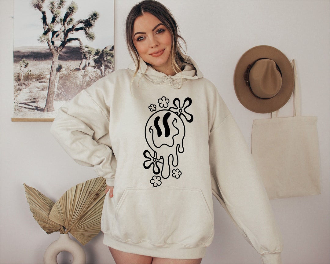 Melting Smile Hoodie, Cute Melty Face Hoodie, Trippy Gifts, Melty Smile ...