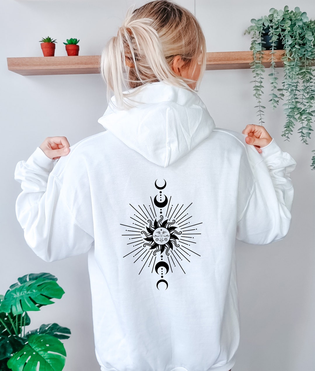 Sun Moon Boho Hoodie, Celestial Hoodie, Mystical Hoodie, Bohemian ...