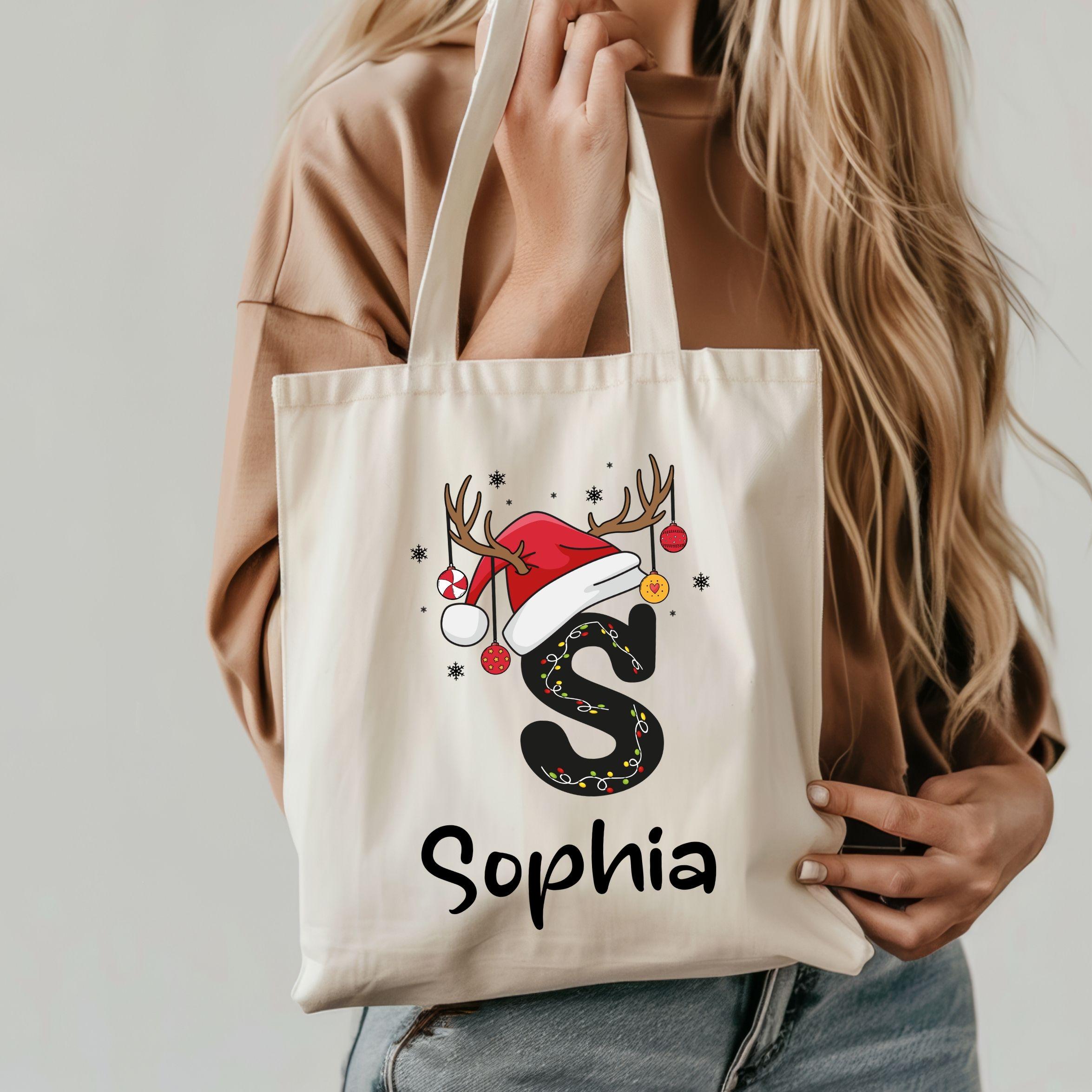 Merry Christmas Santa Tote Bag, Kids Present Gift Bag, Personalized ...