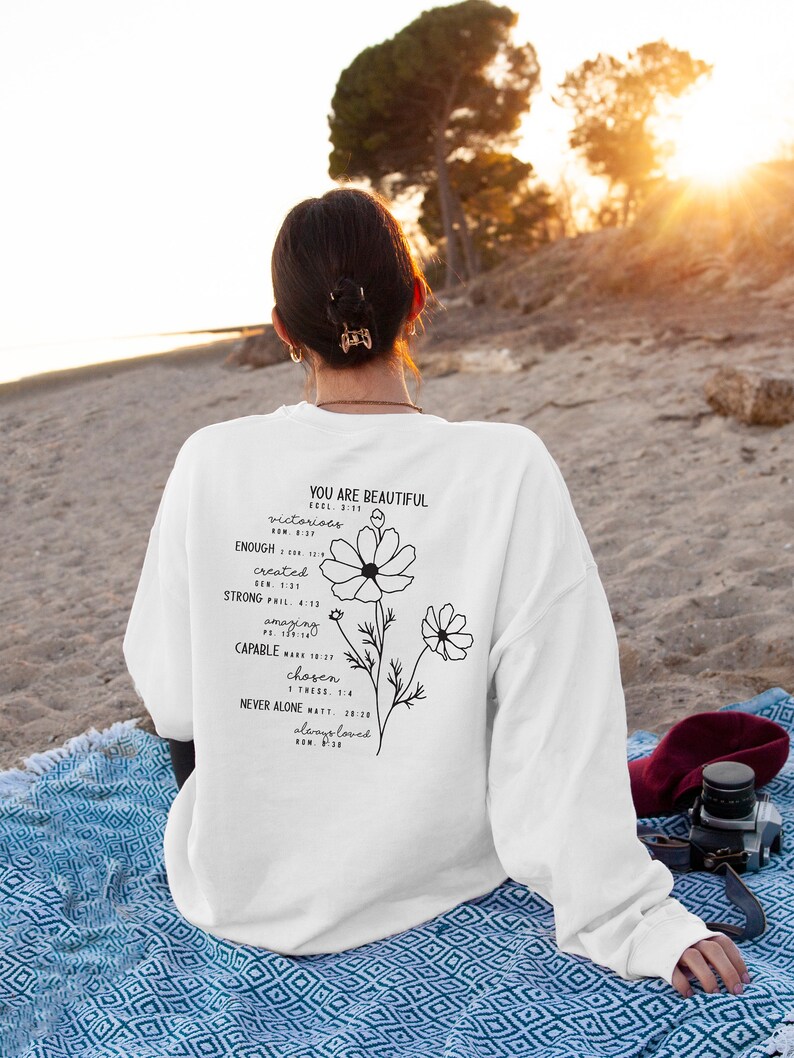 Created With a Purpose Sweatshirt: Christian Bible Verse, Floral Design ...