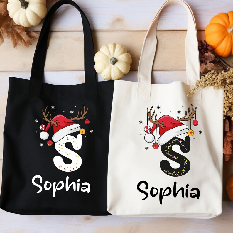 Merry Christmas Santa Tote Bag, Kids Present Gift Bag, Personalized ...