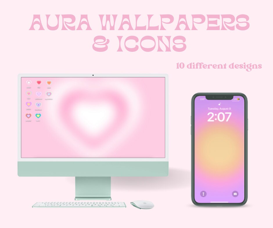 Aura Gradient Wallpapers and Icons Desktop iPad Phone - Etsy