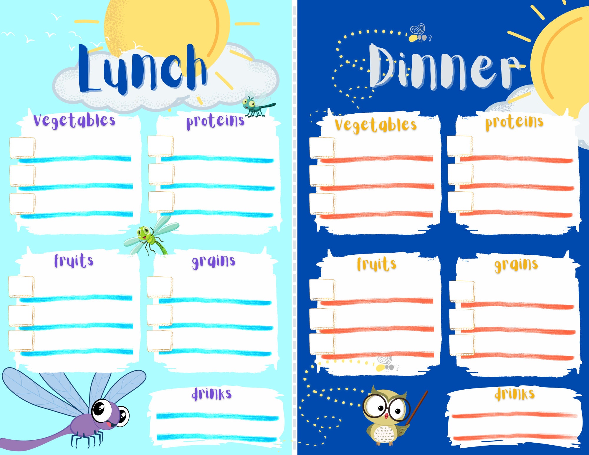 Kids Pretend Play Menu & Activity Bundle Bird and Bug Theme - Etsy