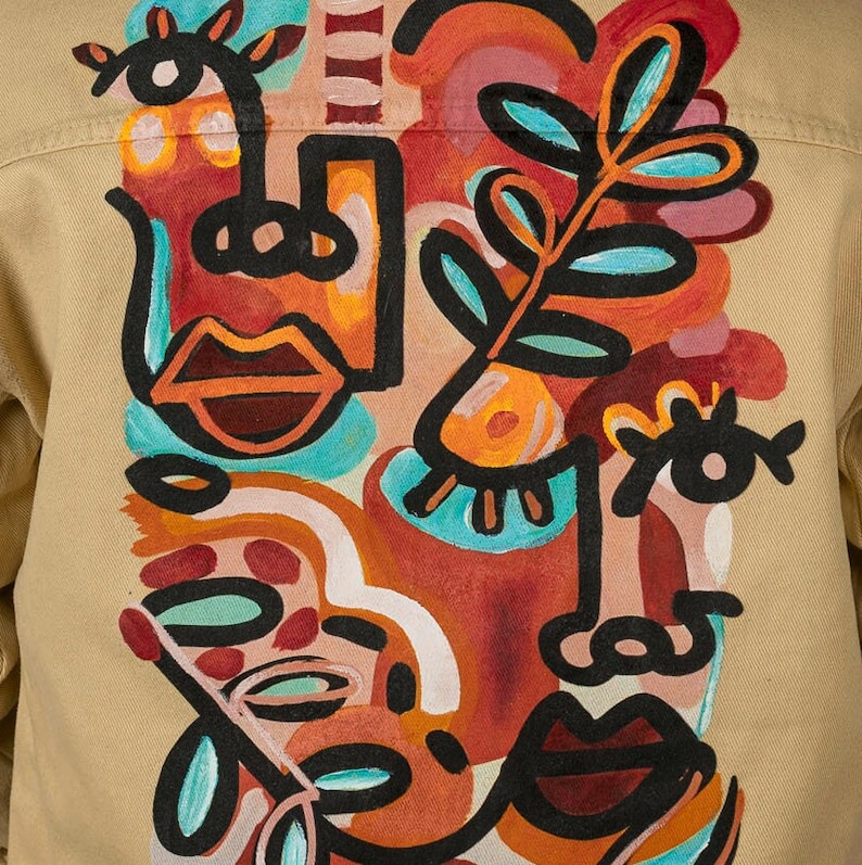 Various Faces Hand-painted Jean Jacket Unique Fashion Creative Style ...