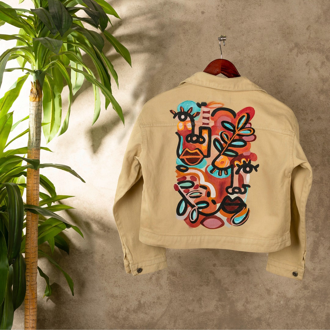 Various Faces Hand-painted Jean Jacket Unique Fashion Creative Style ...