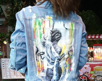 Hand Painted Denim Jacket - Etsy