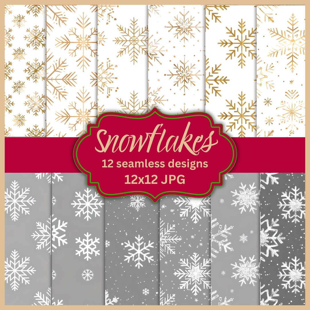 Christmas Snowflake Digital Paper: Seamless Holiday Backgrounds ...