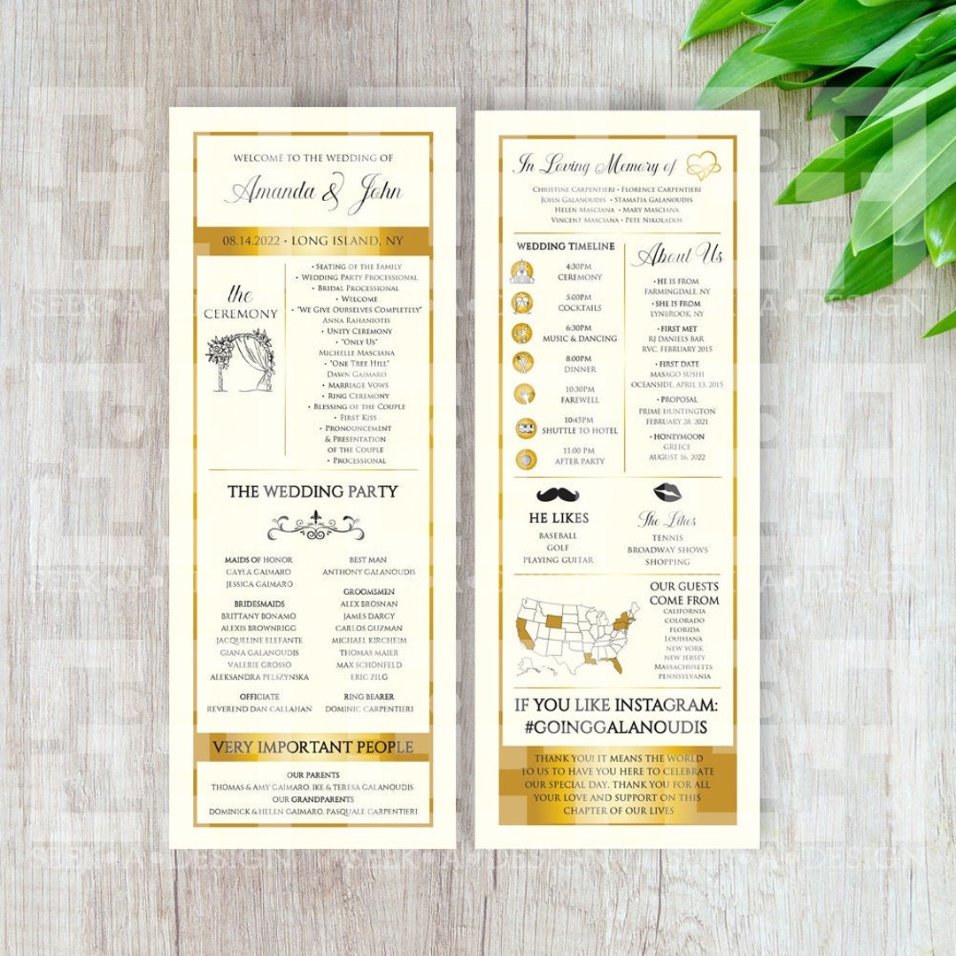 Modern Wedding Program - DIGITAL DOWNLOAD - Etsy