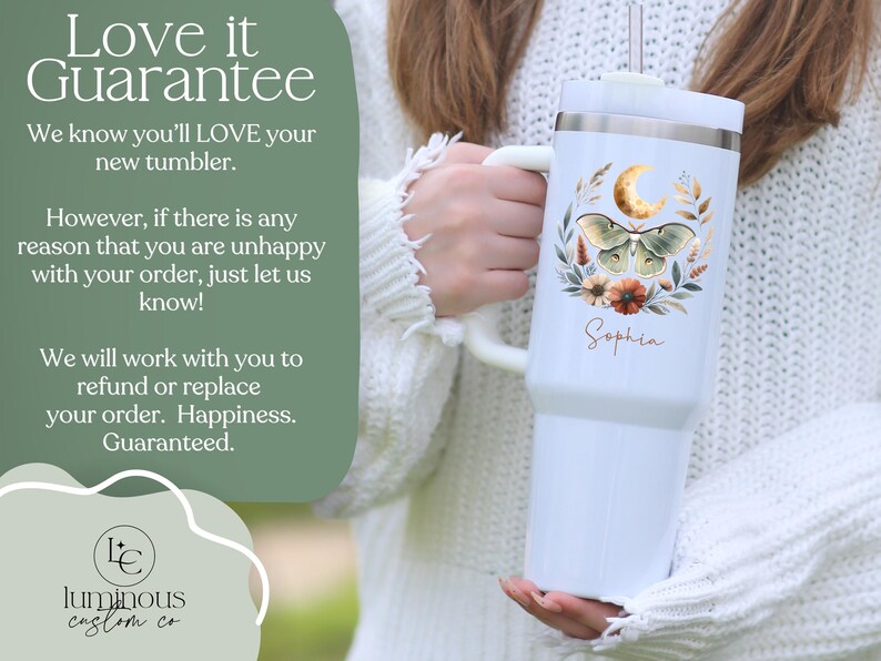 Personalized Cottagecore Moth Tumbler, Custom Celestial 40 Oz Tumbler ...