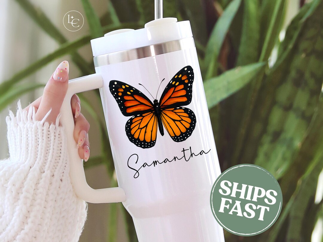 Custom Monarch Butterfly Tumbler, 40 Oz Tumbler With Handle ...