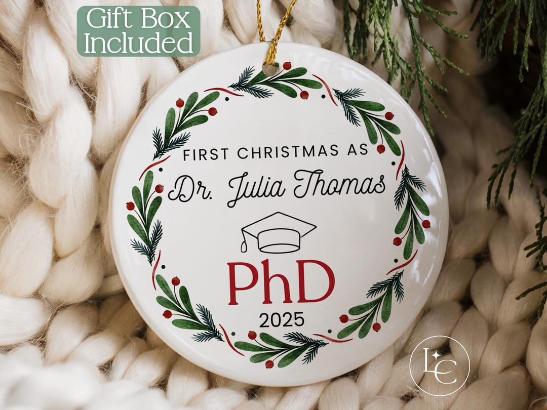 Phd Graduation Ornament, First Christmas as Doctor, Personalized ...