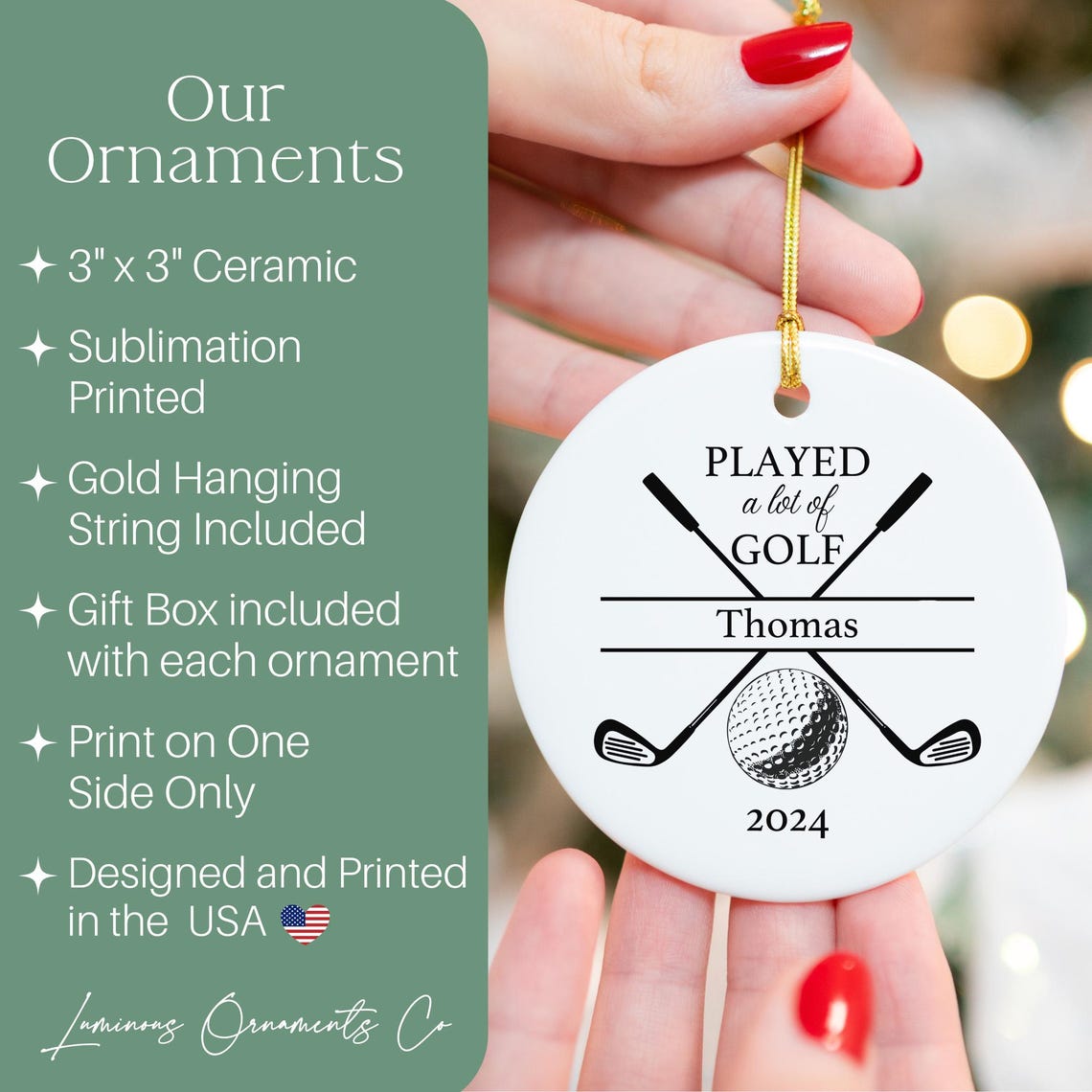 Personalized Golf Ornament, Ornament for Golfer, Golf Christmas 2025 ...