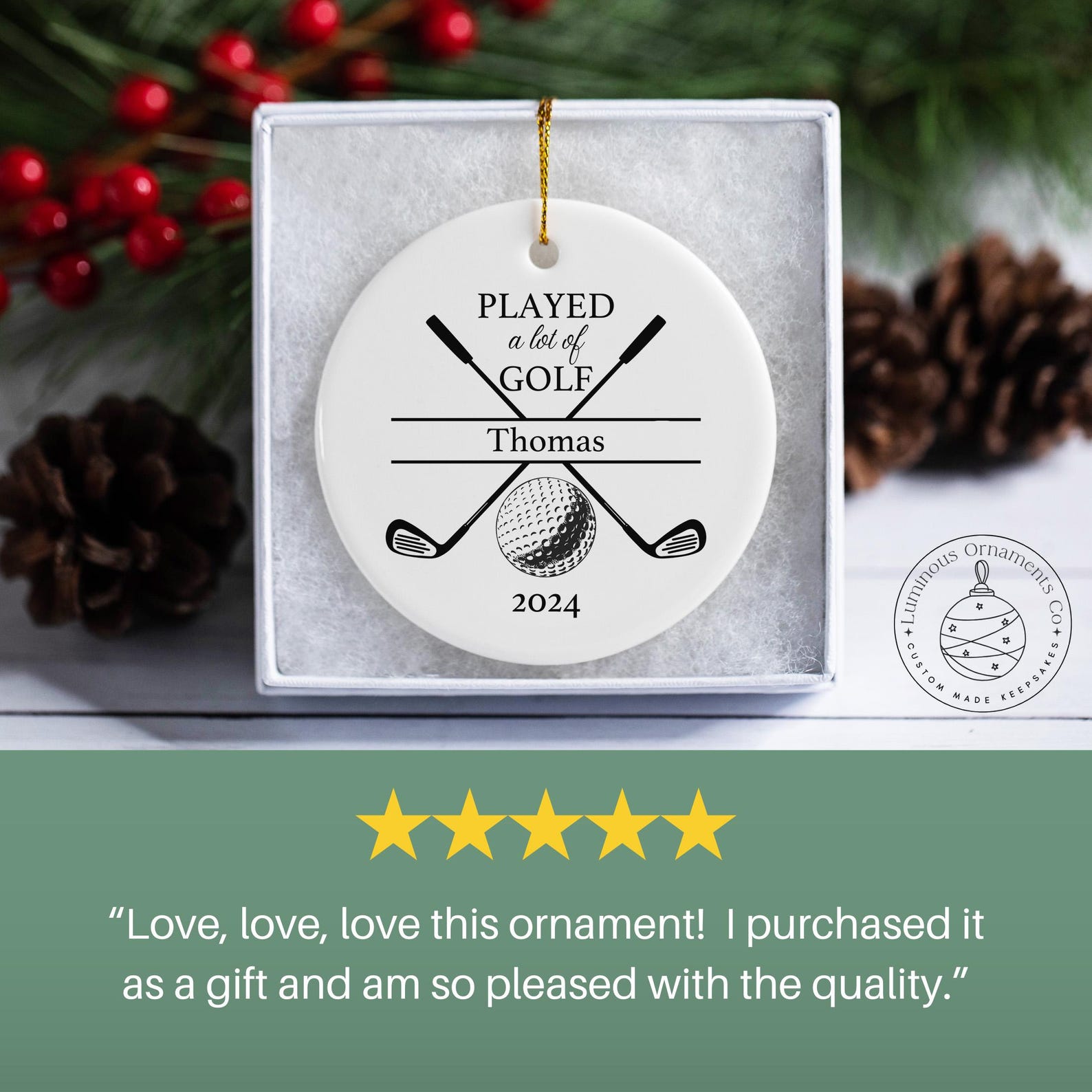 Personalized Golf Ornament, Ornament for Golfer, Golf Christmas 2025 ...
