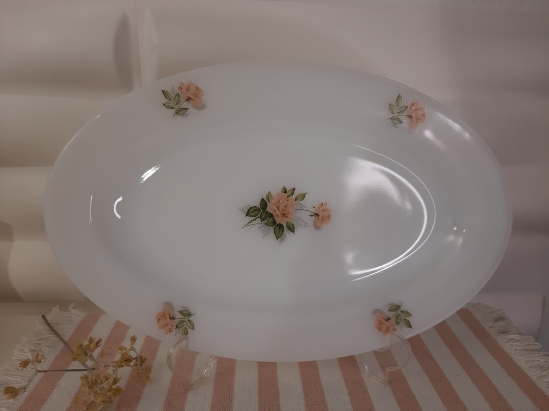 Oval Platter, Arcopal, Pink Rose Pattern, 1970, Vintage - Etsy