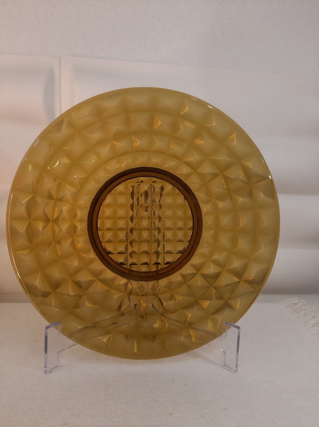 Amber Plate, Antique Checkered Glass, Vintage - Etsy
