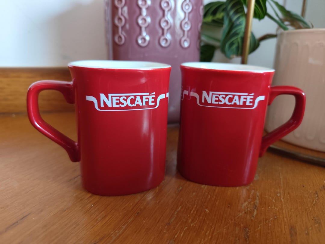 Set of 2 Red Nescafé Mugs - Etsy